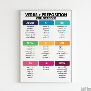 VERBS PREPOSITION COLLOCATIONS, Grammar Chart, Homeschool, English ...