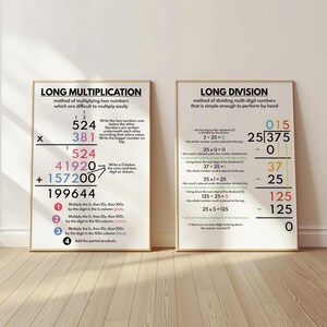 LONG MULTIPLICATION and DIVISION Posters, Educational Posters for Kids ...