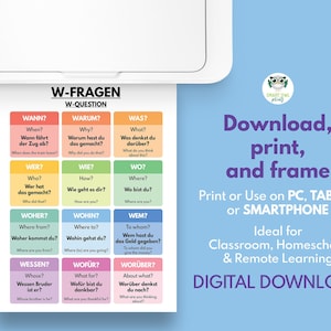 German Language, ASKING QUESTIONS - Set of 3 Posters, Grammar Chart ...
