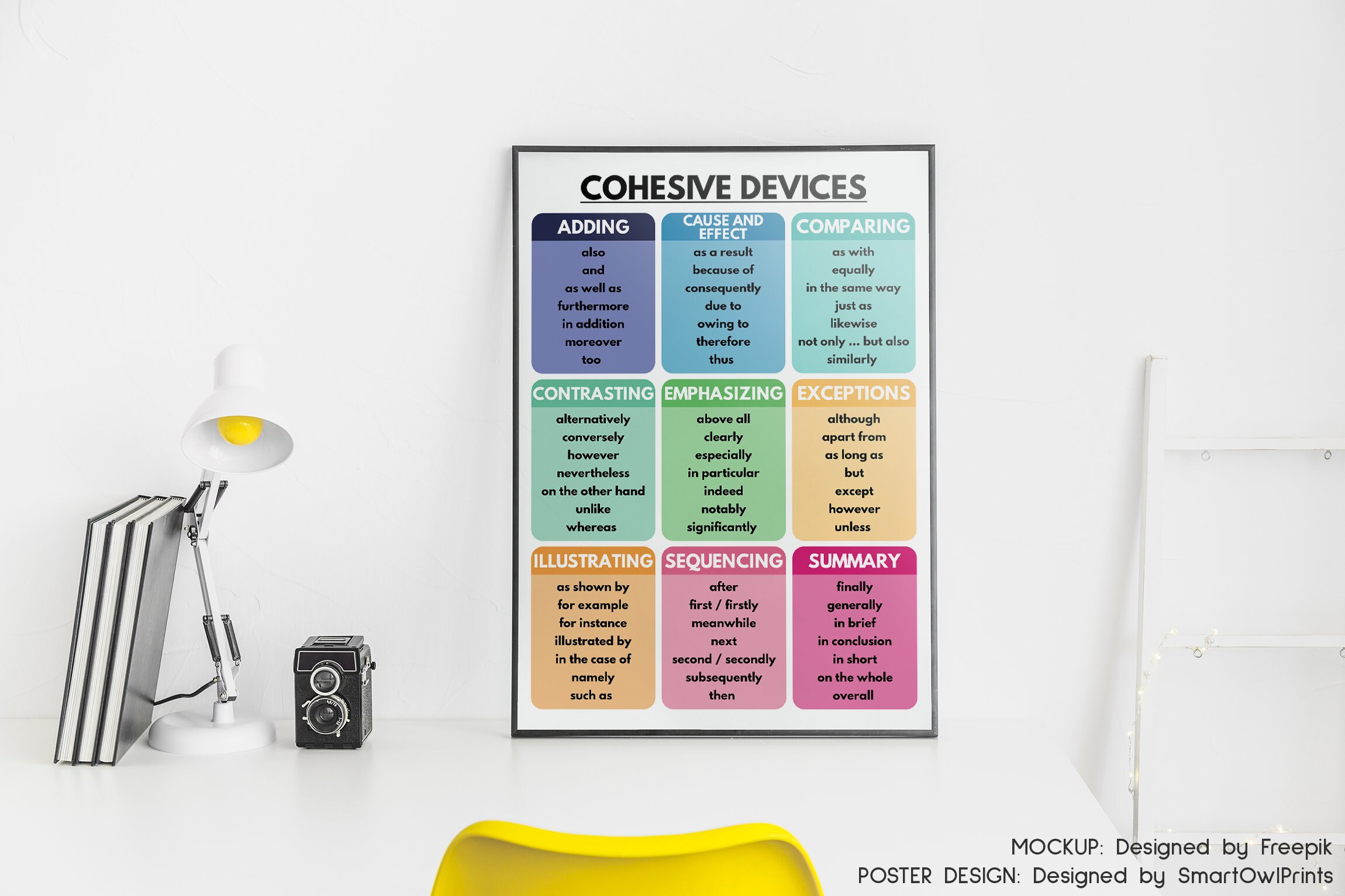COHESIVE DEVICES POSTER, Grammar Anchor Chart for Homeschool, English ...