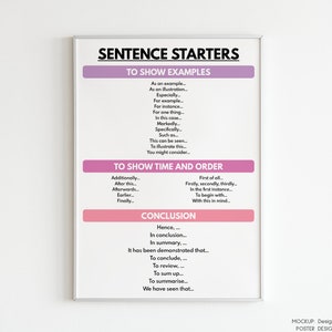 SENTENCE STARTERS Set of 3 Posters, Writing an Essay, Homeschool ...