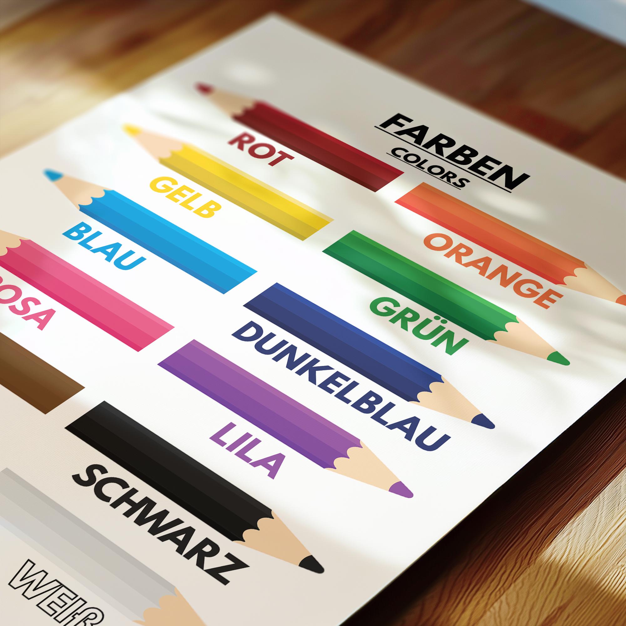 COLOR NAMES for Kids, German Language, Colors in German, Educational ...