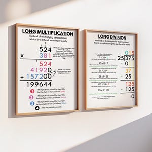 LONG MULTIPLICATION and DIVISION Posters, Educational Posters for Kids ...