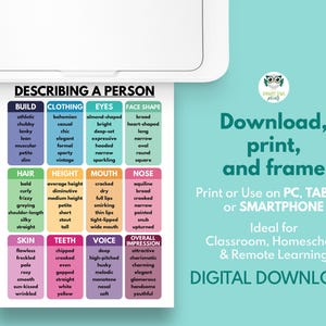 DESCRIBING A PERSON, How to Describe People, Vocabulary Chart, Writing ...