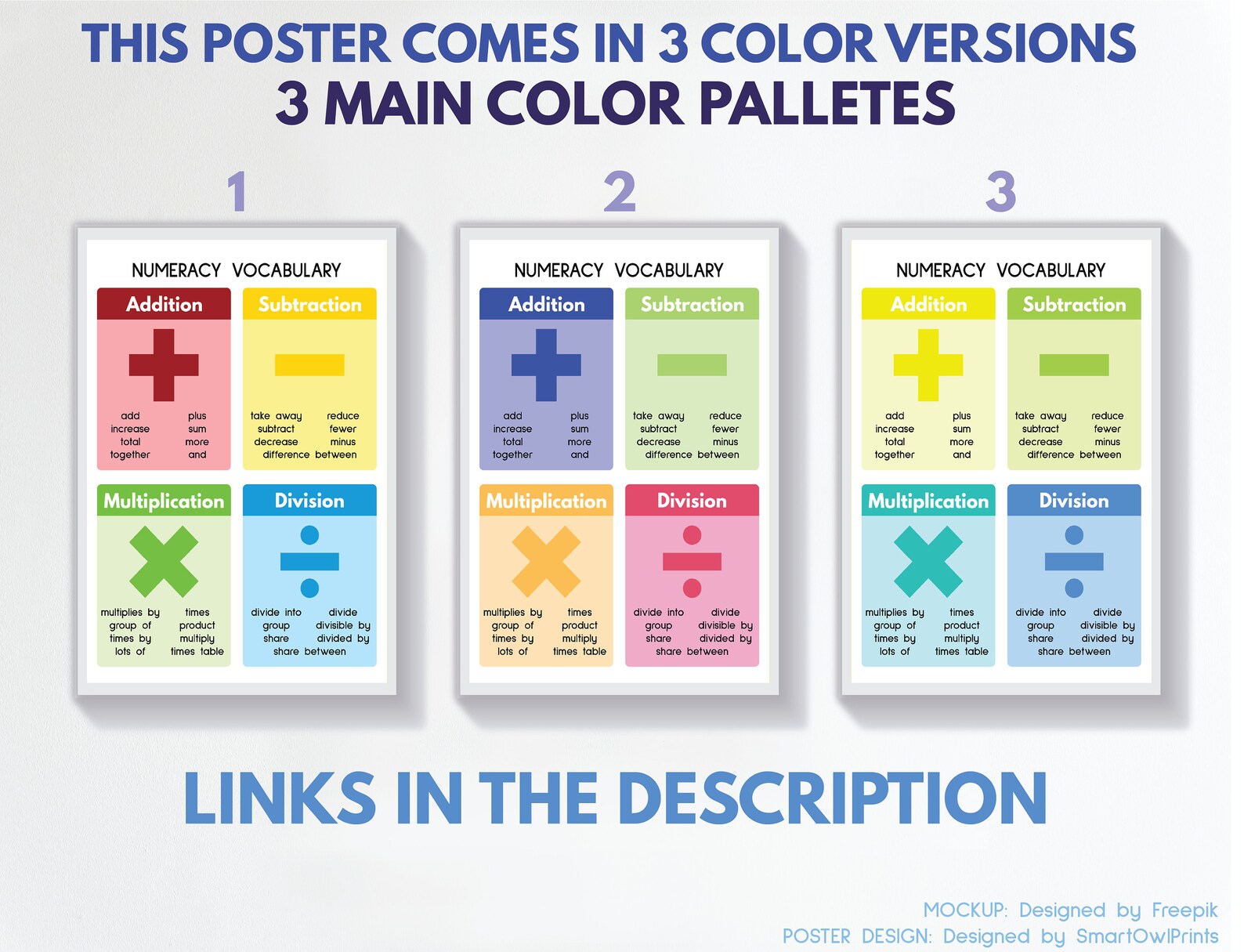 MATH VOCABULARY Poster, Educational Poster, Numeracy, Math, Math ...