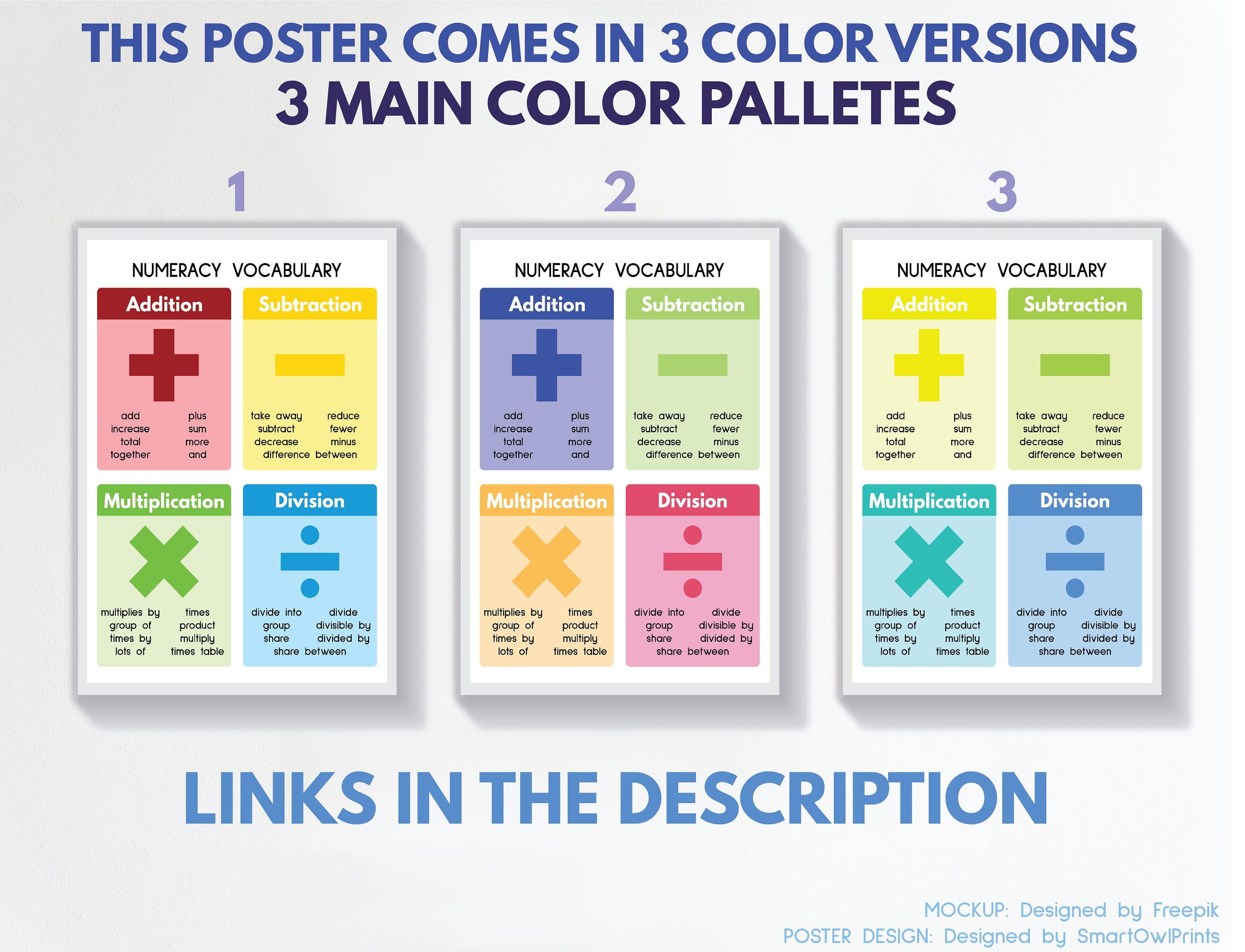 MATH VOCABULARY Poster, Educational Poster, Numeracy, Math, Math ...