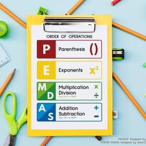 PEMDAS POSTER, Math Classroom Wall Decor, Educational Posters, Math ...