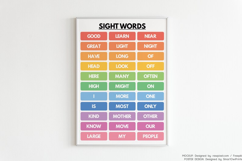 SIGHT WORDS Set of 3 Posters 99 Words Reading Skills - Etsy