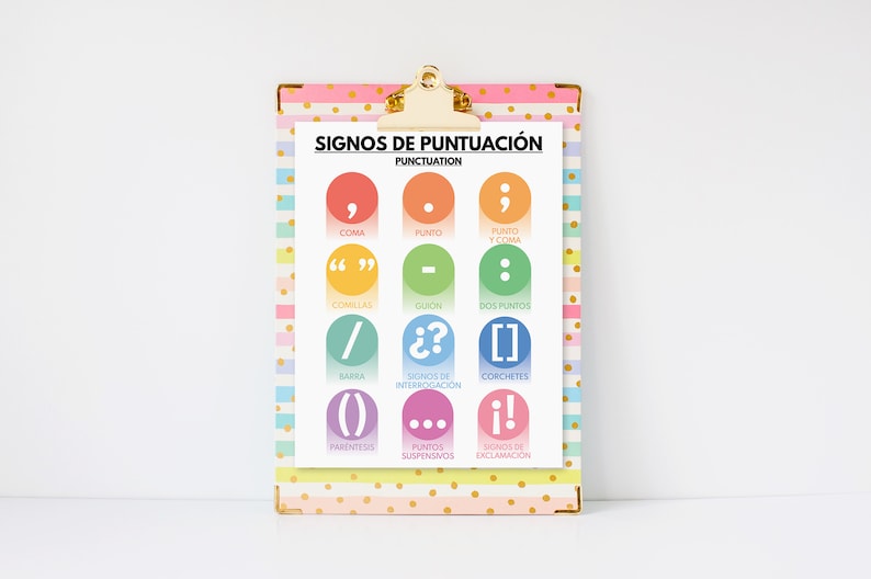 PUNCTUATION POSTER, Spanish Language, Grammar Chart for Homeschool ...