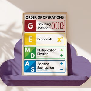 GEMDAS POSTER, Math Teacher Resources, Printable Educational Posters ...