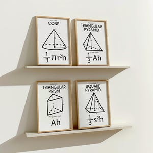 VOLUME FORMULAS Set of 8 Posters, 3D Geometry, 3D Shapes, Educational ...