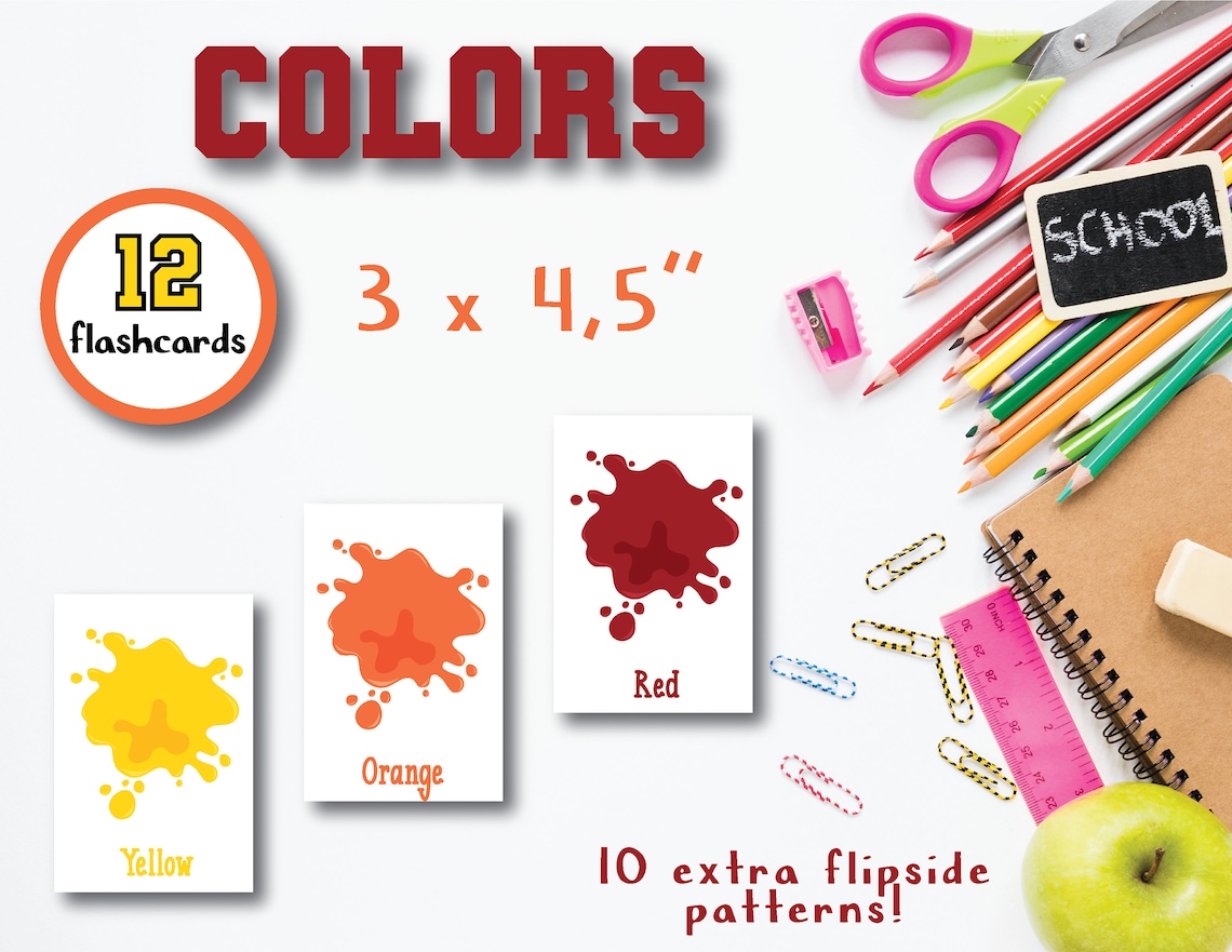 COLORS SPLASH Printable Flashcards for Kids Homeschool - Etsy