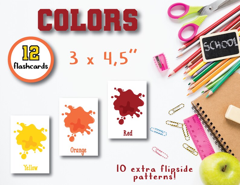 COLORS SPLASH Printable Flashcards for Kids Homeschool - Etsy