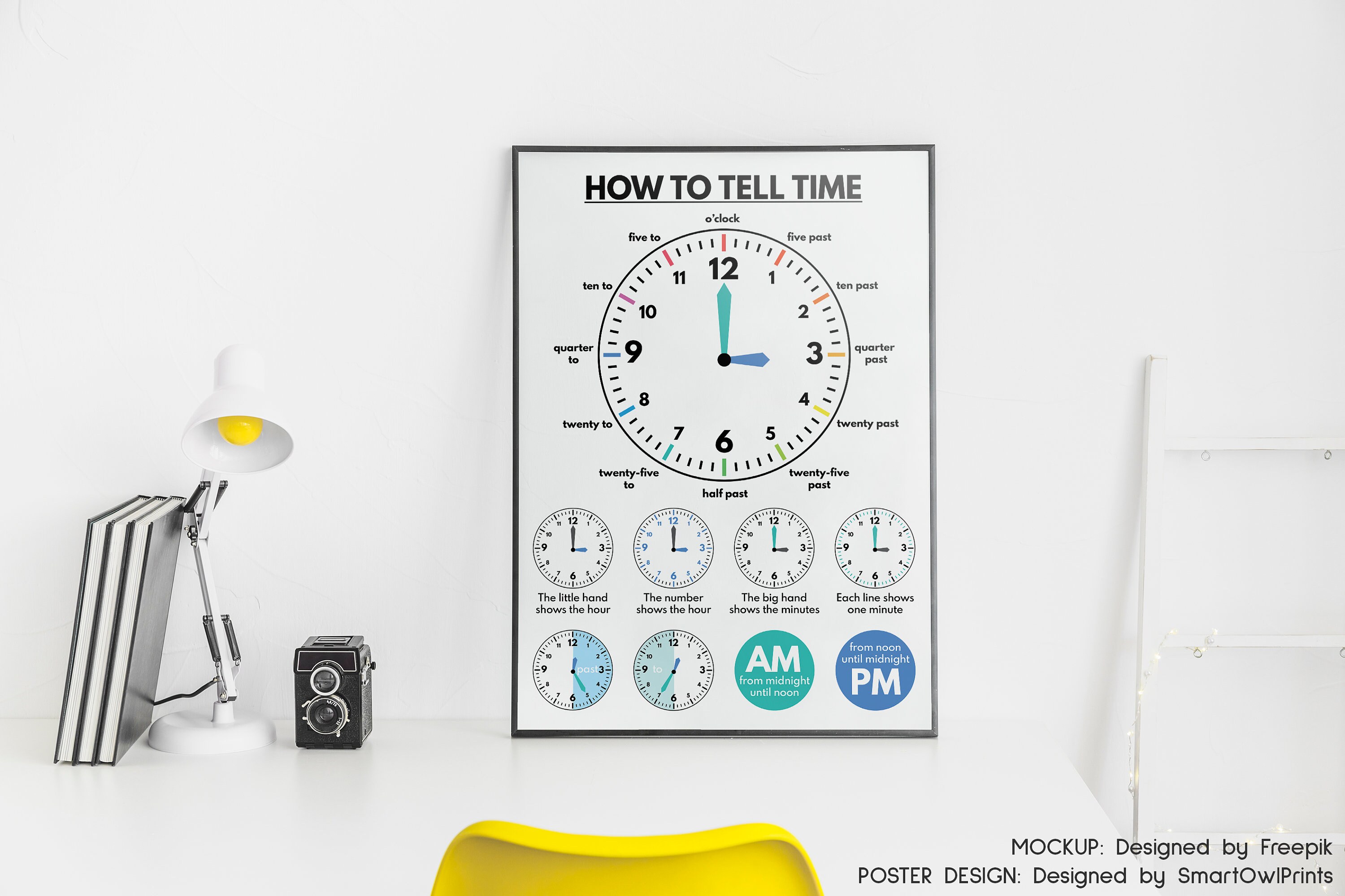 TELLING TIME Poster, Educational Poster, What Time is It Learning Clock ...
