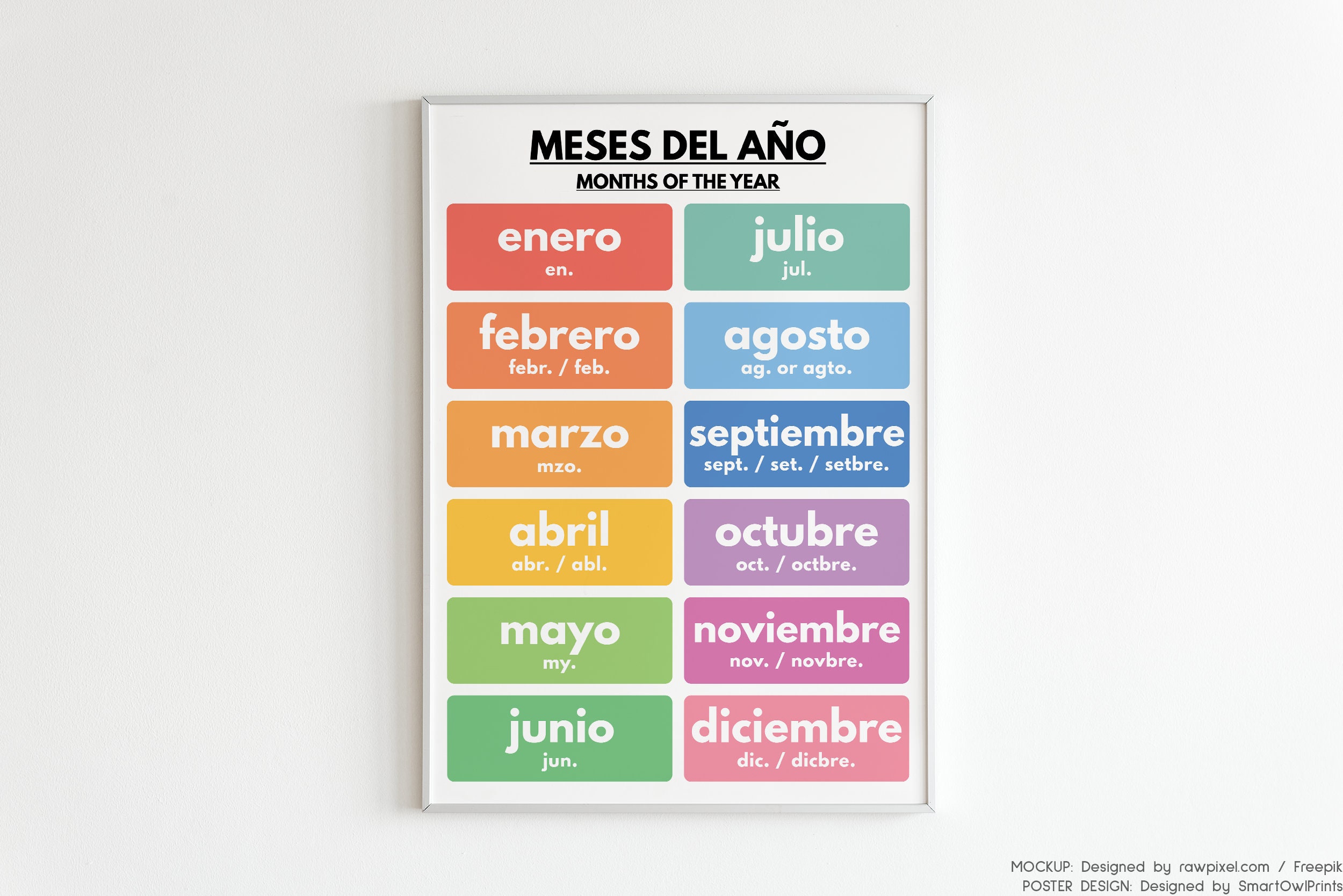 Spanish Language MONTHS of THE YEAR Set of 2 Posters - Etsy