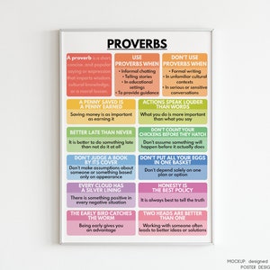 PROVERBS POSTER What Are Proverbs Proverbs Examples Learn - Etsy