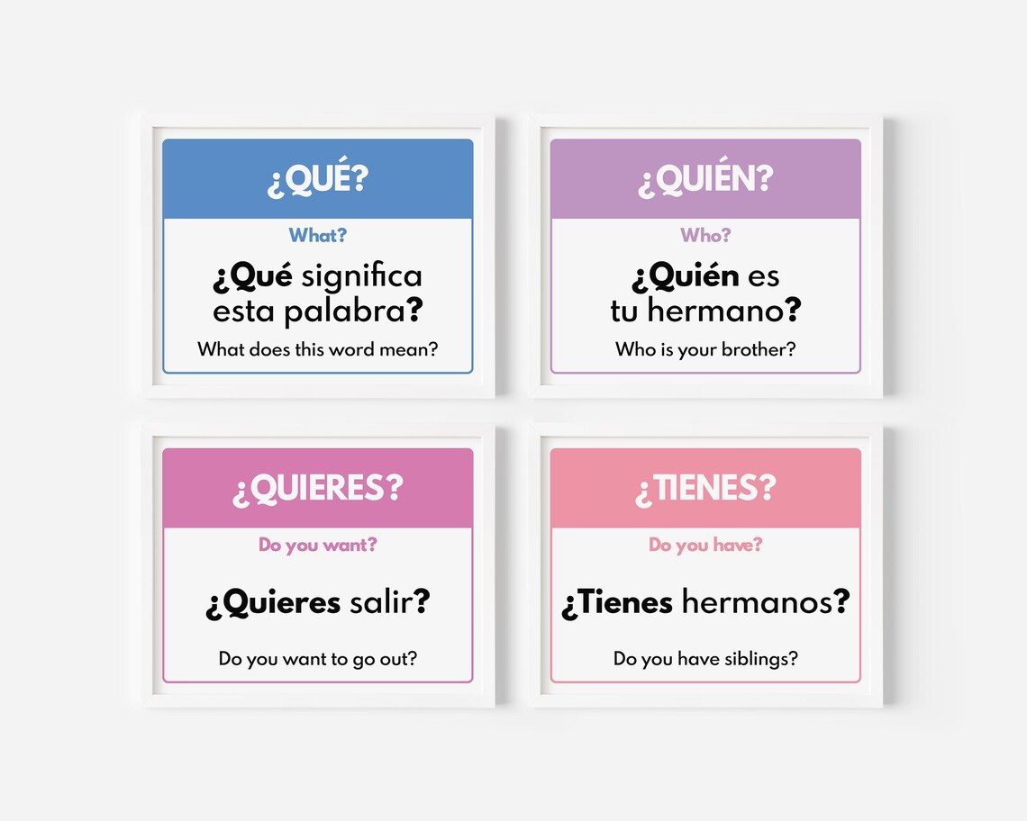 Spanish Language, QUESTION WORDS - Set of 12 Letter Size Posters ...