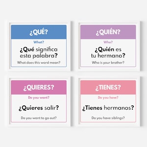 Spanish Language, QUESTION WORDS - Set of 12 Letter Size Posters ...