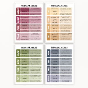 PHRASAL VERBS - Set of 4 Posters, Learn English Vocabulary, Grammar ...