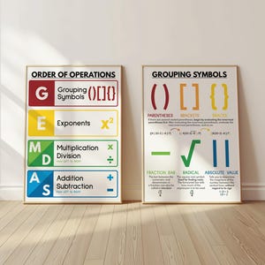 MATH BUNDLE - Set of 4 Posters, Math Symbols + GEMDAS + Basic ...