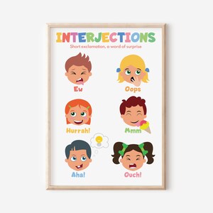 PARTS OF SPEECH for Kids - 8 Posters Set, English Grammar Chart ...