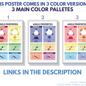 ANGLE PROPERTIES POSTER, Geometry, Educational Posters, Math Classroom ...