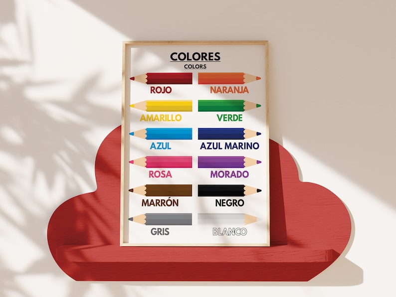 Póster de los colores en español, lámina educativa para niños (descarga ...