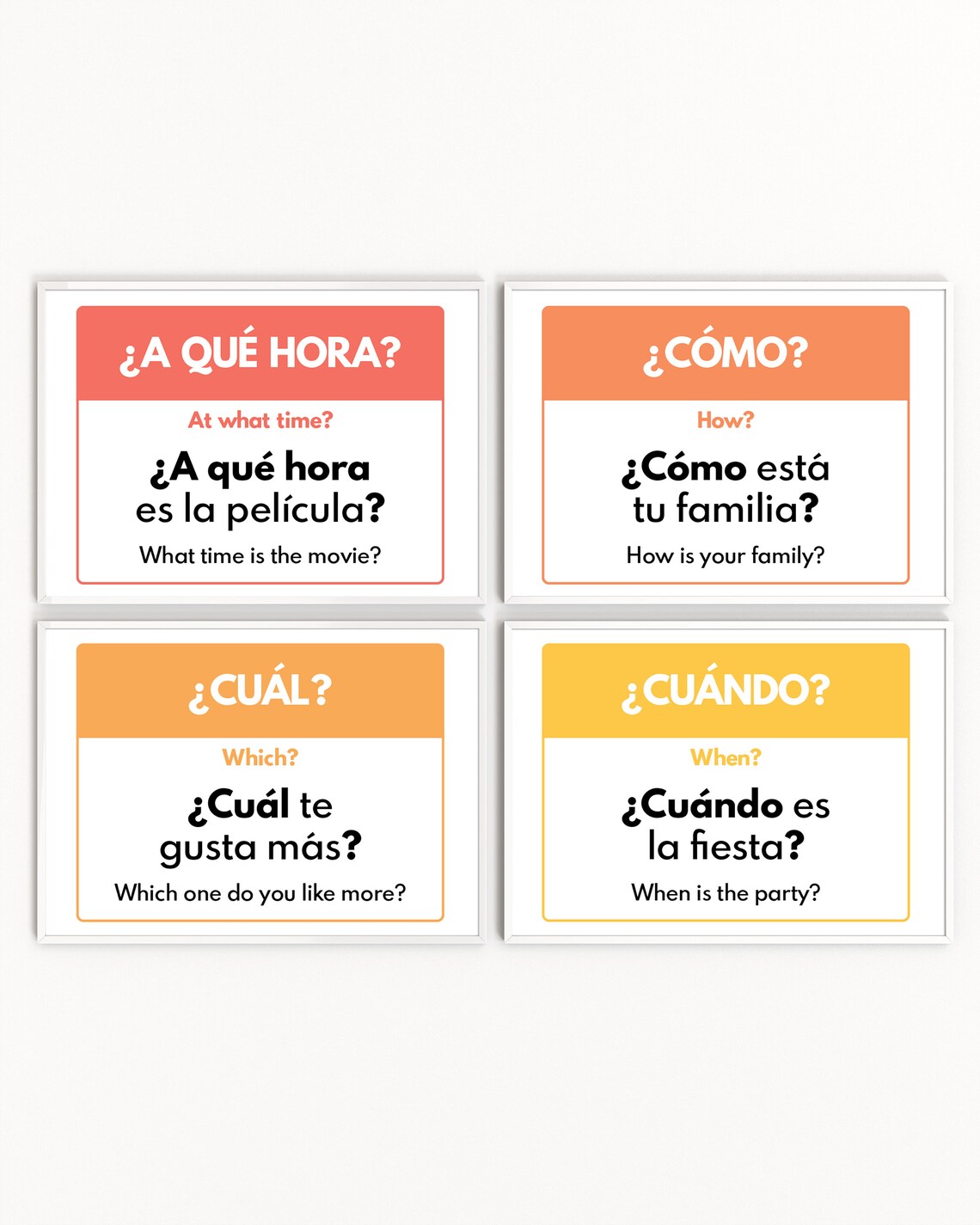 Spanish Language, QUESTION WORDS Set of 12 Letter Size Posters, Grammar ...