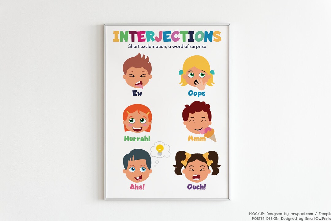 INTERJECTIONS FOR KIDS Parts of Speech English Language - Etsy