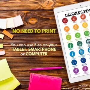 CALCULUS SYMBOLS POSTER, Symbols Chart, Educational Poster, Math ...