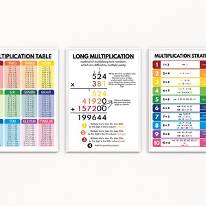 MULTIPLICATION SET: Table, Long Multiplication, Strategies, Educational ...