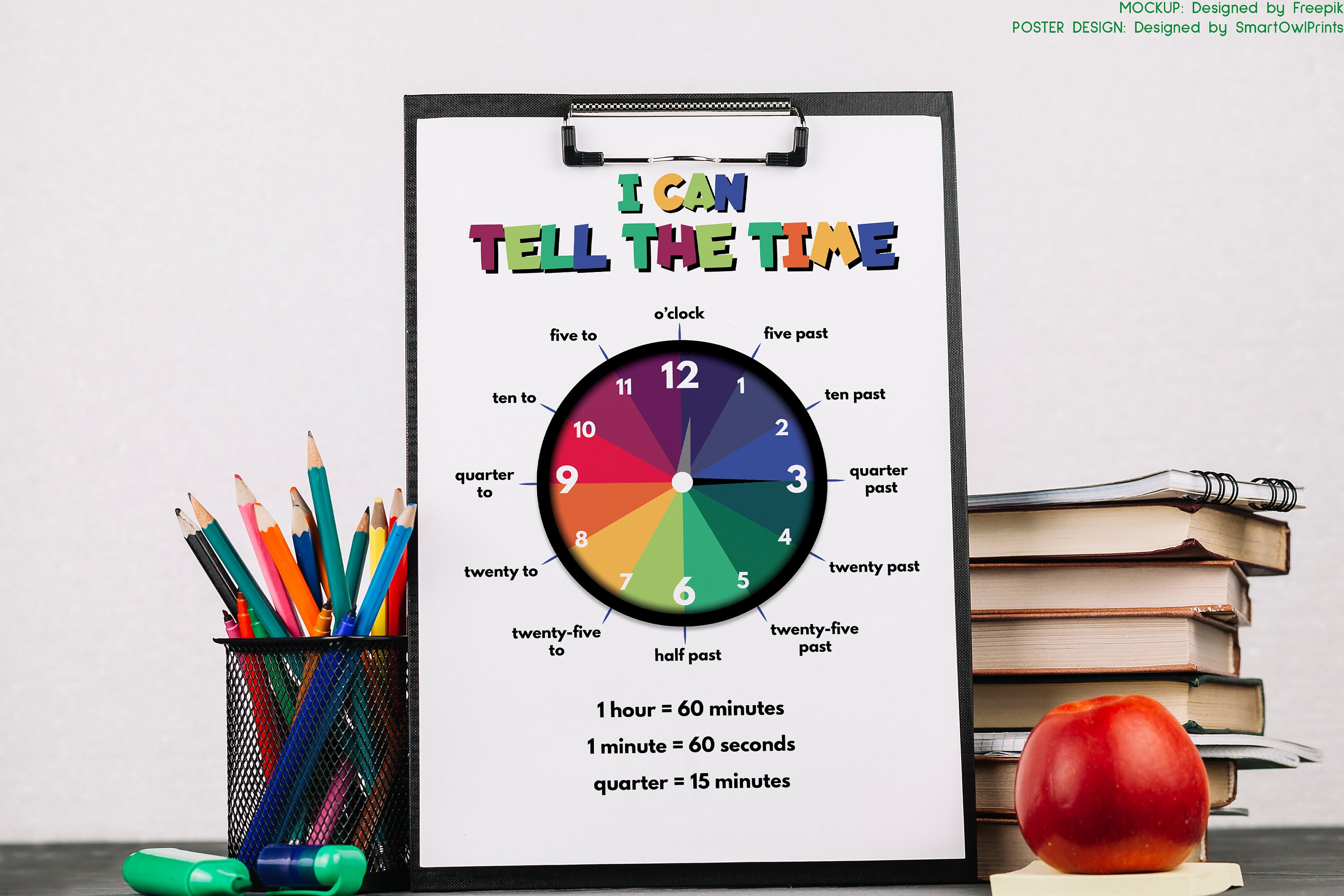 Learn to TELL TIME: Educational Poster for Kids What Time is It Clock ...