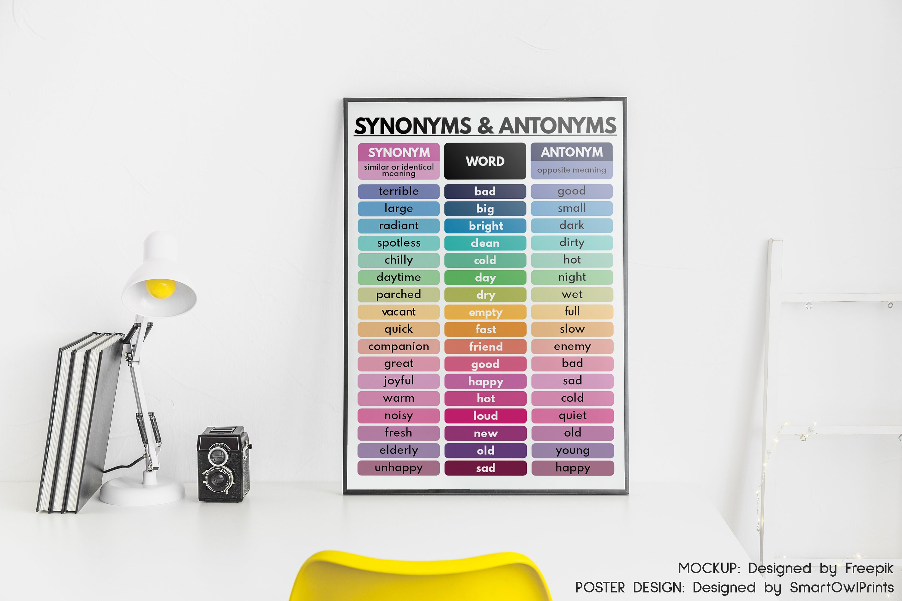 SYNONYMS & ANTONYMS POSTER, Vocabulary Chart, Homeschool, English ...