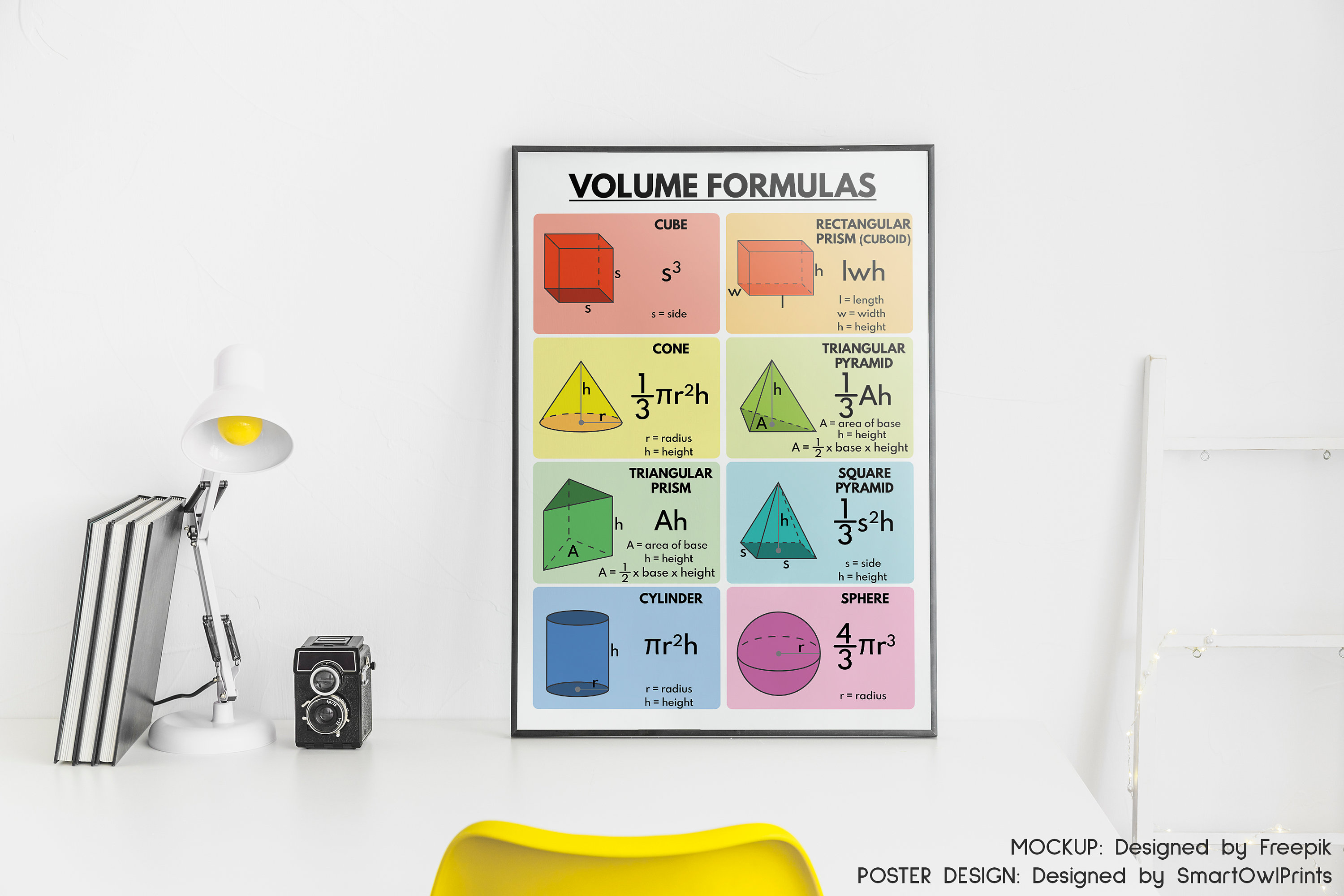 AREA & VOLUME FORMULAS - Set of 2 Posters, Geometry Educational Poster ...