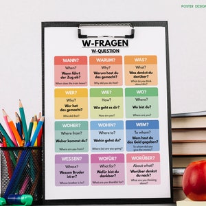German Language, ASKING QUESTIONS - Set of 3 Posters, Grammar Chart ...