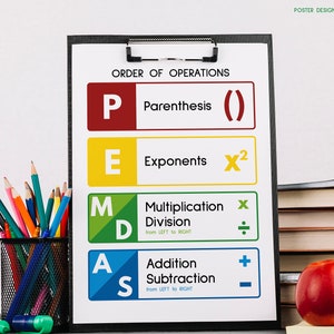 PEMDAS POSTER, Math Classroom Wall Decor, Educational Posters, Math ...