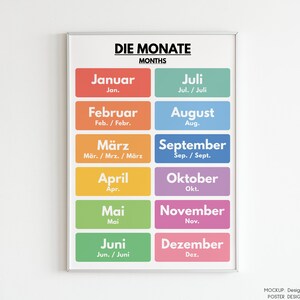 German Language, MONTHS of THE YEAR in German, 2 Posters Set, German ...