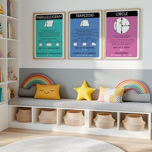 GEOMETRY SHAPES CHARTS for Kids - Set of 8 Posters, Geometry Poster ...