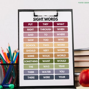 99 SIGHT WORDS POSTER, Reading Learning, Learn English, Classroom Wall ...