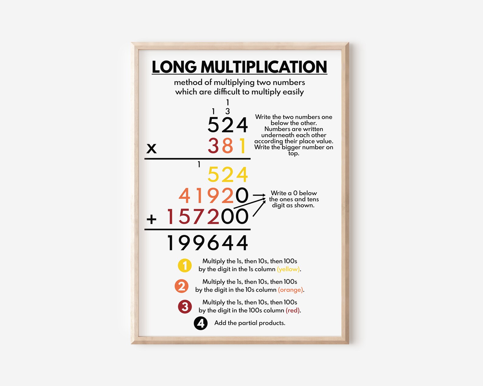 LONG MULTIPLICATION and DIVISION Posters, Educational Posters for Kids ...