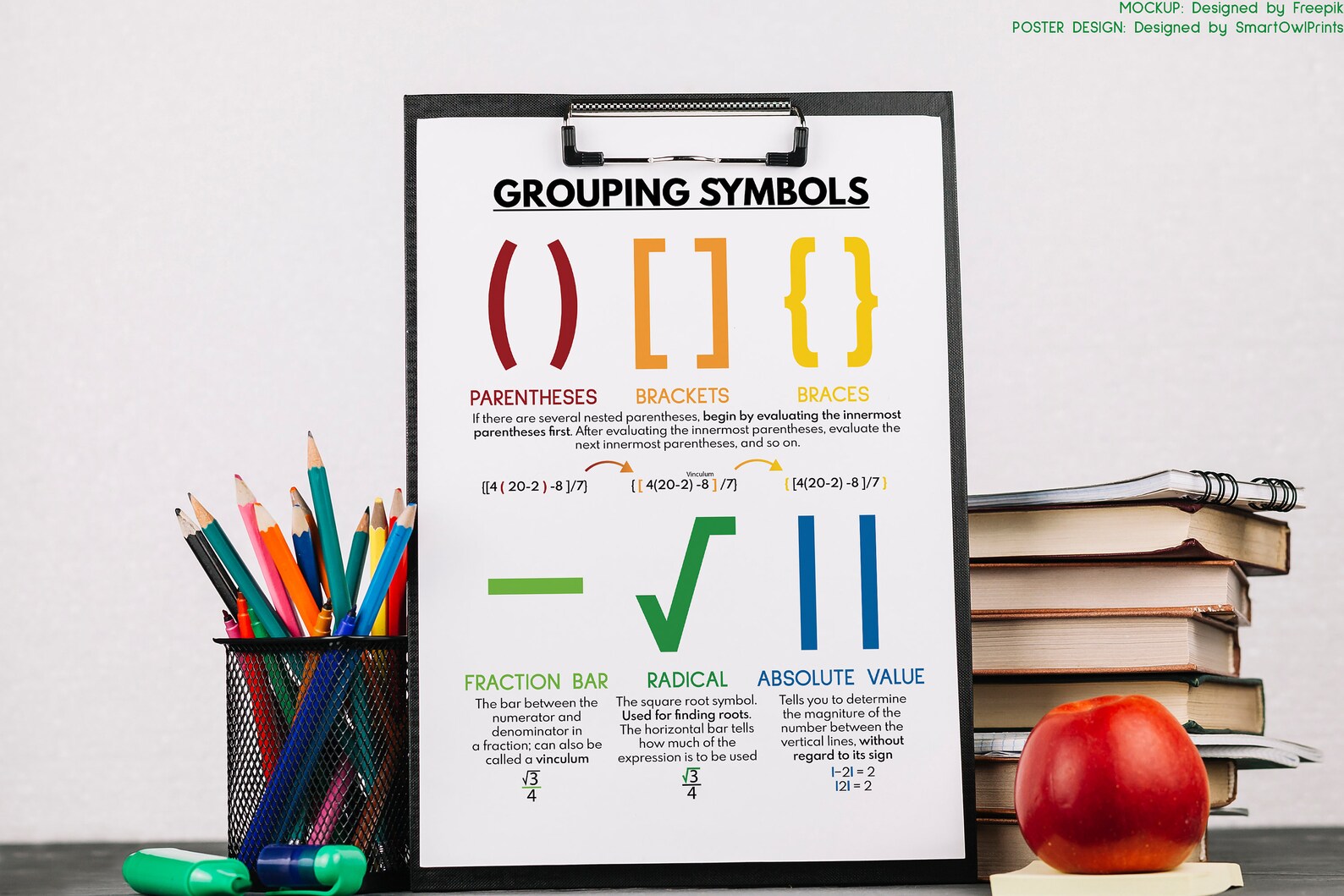 GRUPING SYMBOLS Math Symbols Chart GEMDAS Rules Educational - Etsy