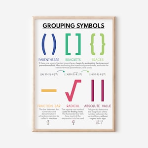 MATH BUNDLE - Set of 4 Posters, Math Symbols + GEMDAS + Basic ...