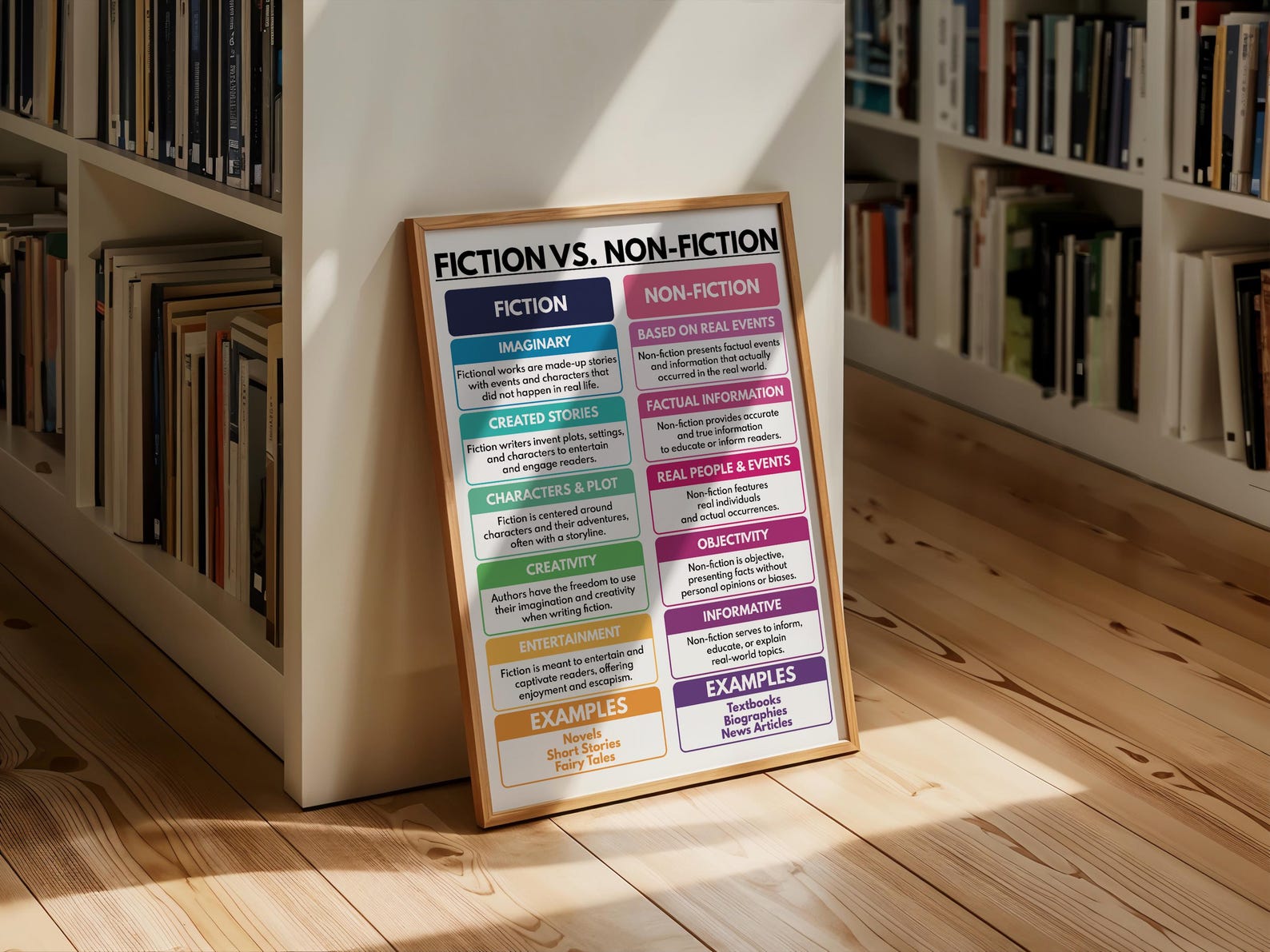 FICTION Vs. NON-FICTION Poster, Visual Learning Aid, English Language ...
