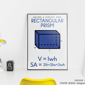 VOLUME and SURFACE AREA Formulas Posters Set, Geometry, 3D Shapes ...