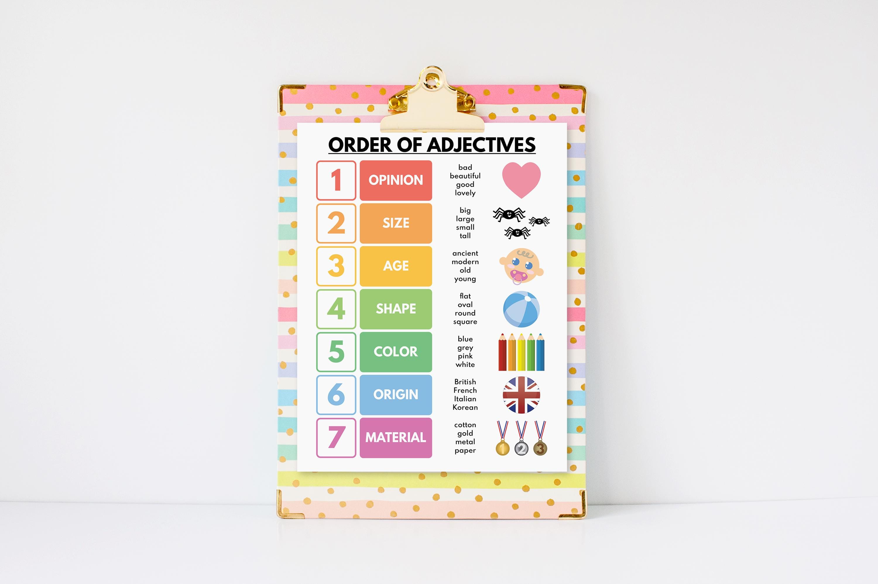 Adjectives Poster Printable Free