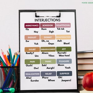 INTERJECTIONS Poster Types of Interjections Parts of Speech - Etsy