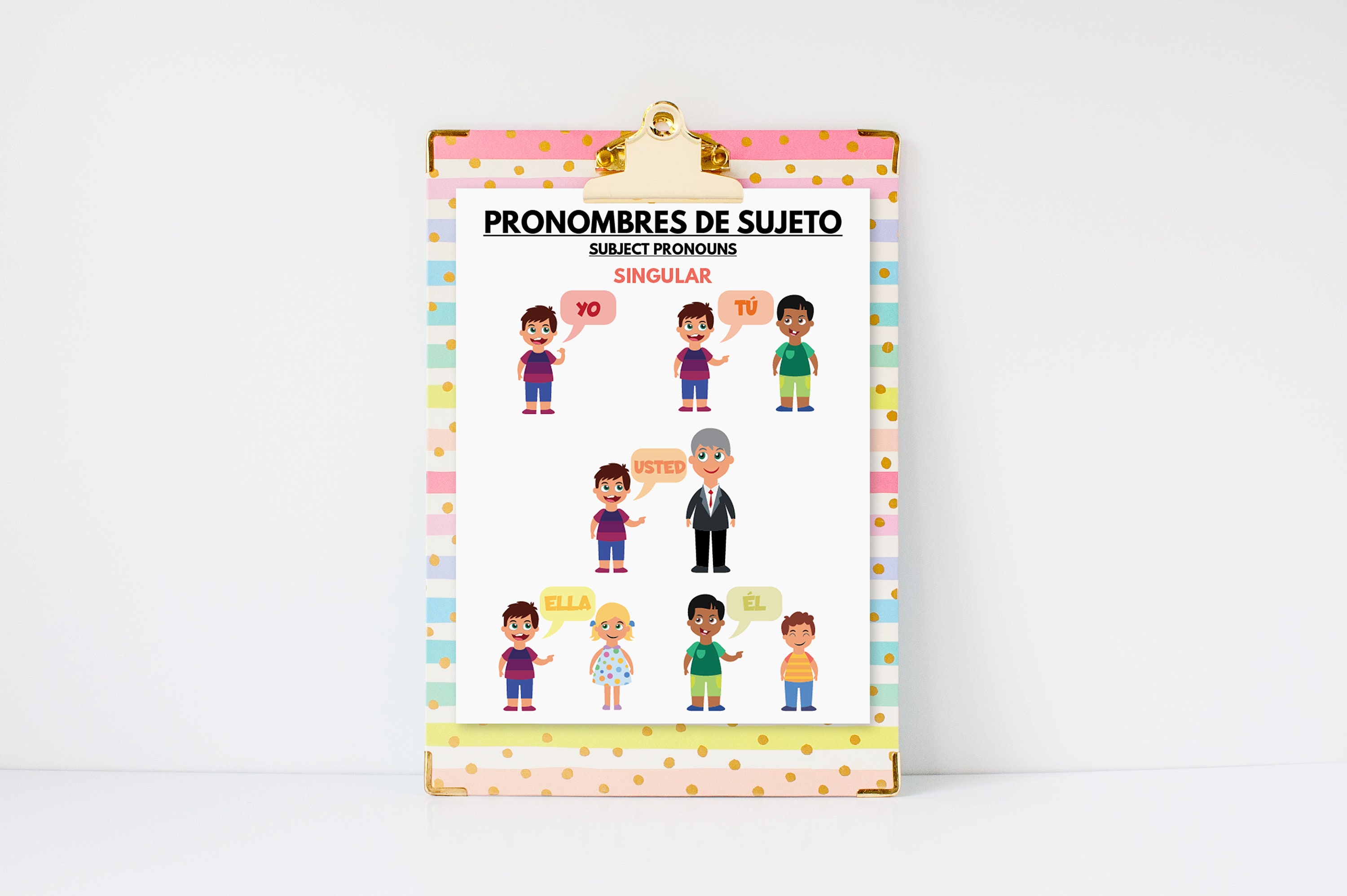 Spanish Language, SUBJECT PRONOUNS Poster, Parts of Speech, Classroom ...