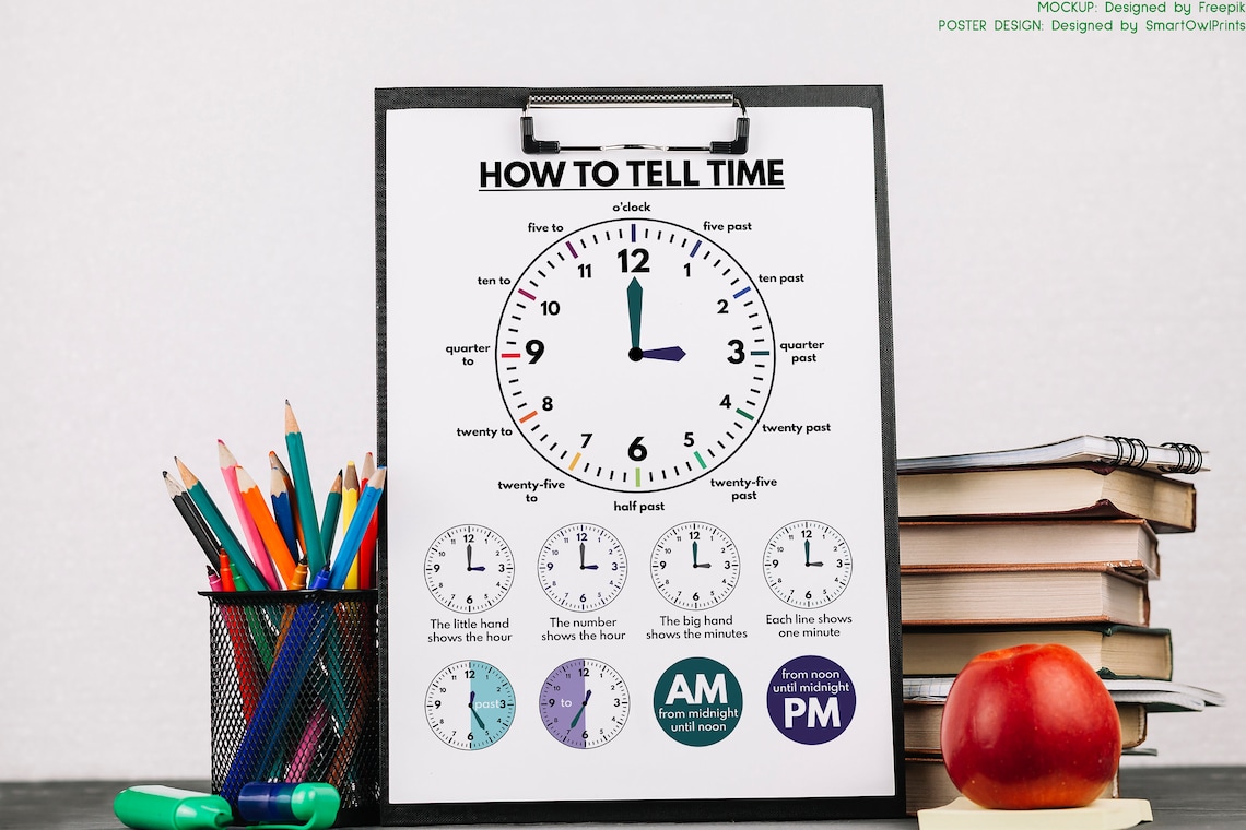 TELLING TIME POSTER What Time is It Learning Clock Teaching - Etsy