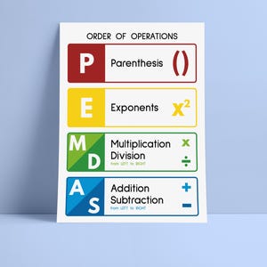 PEMDAS POSTER, Math Classroom Wall Decor, Educational Posters, Math ...