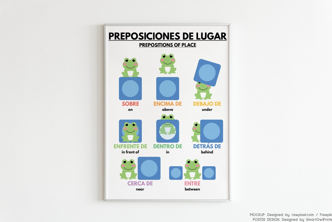 PREPOSITIONS for Kids Spanish Language Spanish Grammar - Etsy
